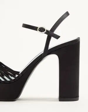 Valentino Garavani Coeur Royal Platform Sandals In Satin 115mm