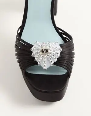 Valentino Garavani Coeur Royal Platform Sandals In Satin 115mm