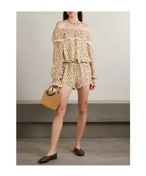 Posse Priscilla Off-shoulder Leopard Print Silk Georgette Shirt With Lace Trim - Nude