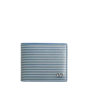 Valentino Garavani Striped Vlogo-plaque Wallet - Blue