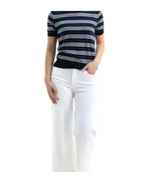 P.a.r.o.s.h Striped Short-sleeve Wool T-shirt - Black
