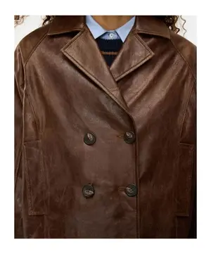 IBLUES Leather Double-breasted Jacket