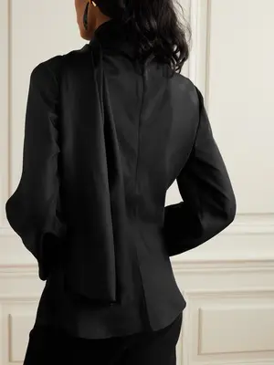 RÓHE Silk Satin Tie-front Shirt