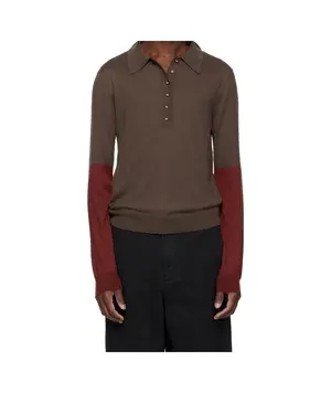 ENTIRE STUDIOS Brown Split Sleeve Polo