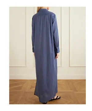 NILI LOTAN Long-sleeve Collared Shirt Dress With Side Slits