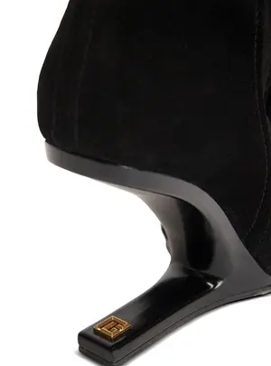 Balmain Round Toe Wedge Ankle Boots With Tassel Detail