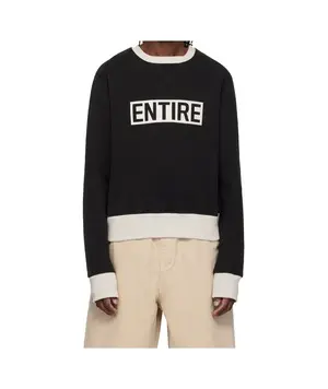 ENTIRE STUDIOS Crew Neck Sweatshirt With Printed Logo Detail - Black