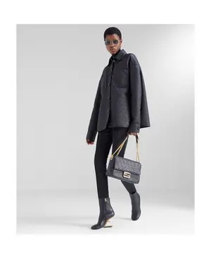 Fendi Nappa Leather Bag With Ff Pattern - Black