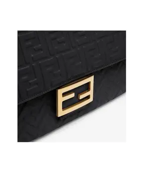 Fendi Nappa Leather Bag With Ff Pattern - Black