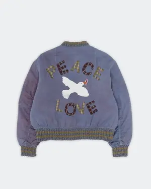 STORY MFG. Embroidered Reversible Bomber Jacket - Gray