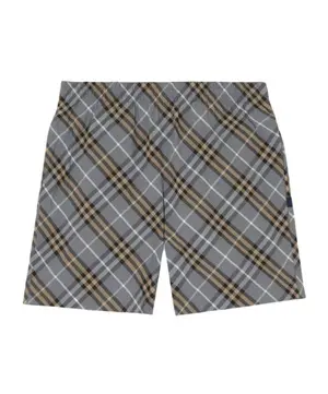 Burberry Checked Straight-hem Swim Shorts - Black