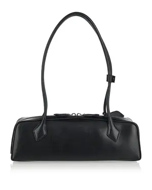 Alaïa Black Leather Zippered Shoulder Bag - Noir