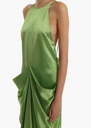 Khaite Kent Draped Halterneck Dress - Absinthe