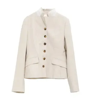 Dries Van Noten Single-breasted Jacket With Stripes - Ecru
