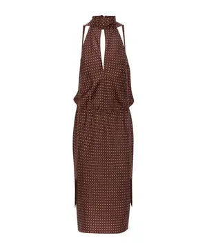 Posse Polka Dot Halter Neck Dress With Tassels
