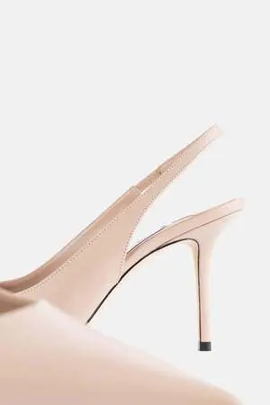 JIMMY CHOO Pointed Toe Slingback High Heel Sandals - Nude