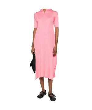 PLEATS PLEASE BY ISSEY MIYAKE V-neck Short Sleeve Dress