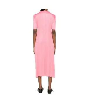 PLEATS PLEASE BY ISSEY MIYAKE V-neck Short Sleeve Dress