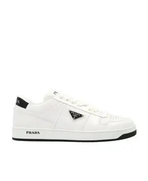 Prada Downtown Leather Sneakers - White/black