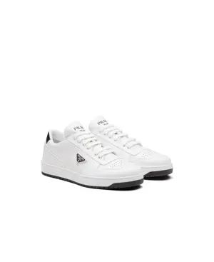 Prada Downtown Leather Sneakers - White/black