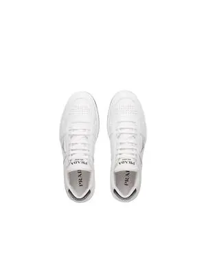 Prada Downtown Leather Sneakers - White/black