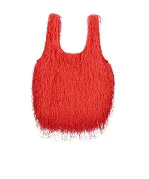 Dries Van Noten Ruffled Top Handle Bag - Red