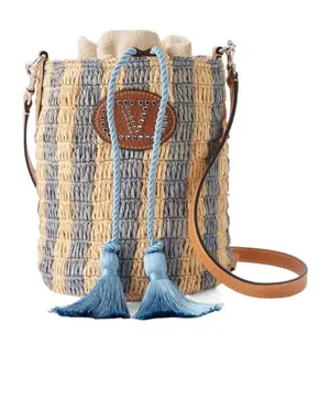 Valentino Garavani Woven Bucket Bag With Drawstring Closure