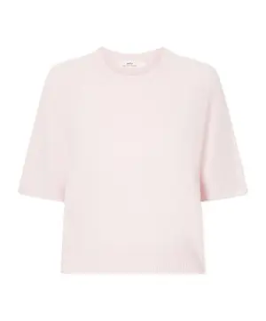 Arch4 Cashmere Crew Neck Short Sleeve Sweater - Light Pink