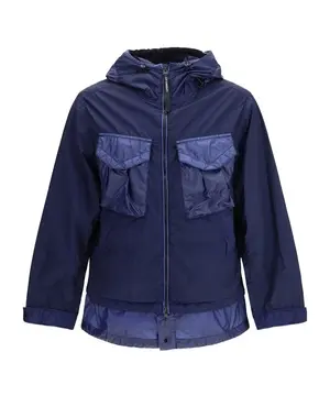 C.P. COMPANY Bi-tm Mixed Goggle Hooded Jacket - Blue