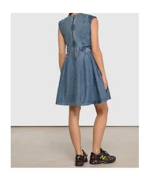 GANNI Floral Appliqué Denim A-line Dress