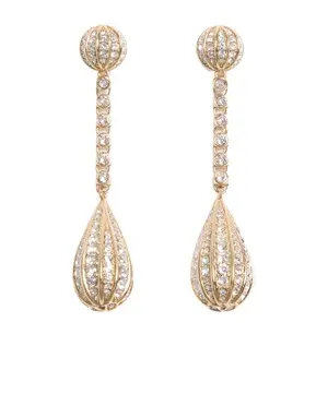 Valentino Garavani Poetique Des Gouttes Earrings In Metal And Swarovski Crystals - Yellow