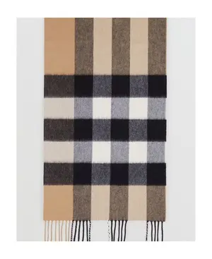 Burberry Checked Fringed Scarf - Brown