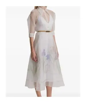 Alberta Ferretti Collared Short-sleeved Printed Dress