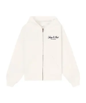 SPORTY  RICH Sporty & Rich Long Sleeve Zip-up Hooded Sweatshirt - No