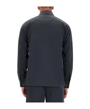 Versace Logo Embossed Shirt Jacket - Grey