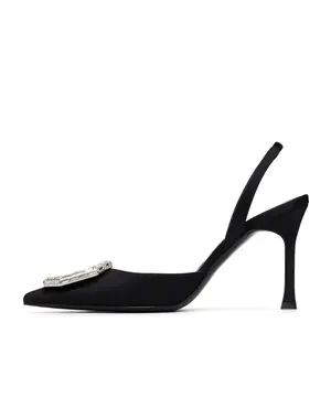 Amina Muaddi Camelia Sling 90 Pointed-toe High-heeled Sandals - Black