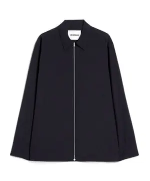 JIL SANDER Poplin Zip-up Shirt - Navy