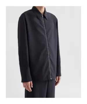 JIL SANDER Poplin Zip-up Shirt - Navy
