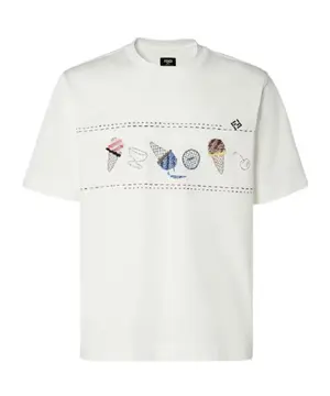 Fendi Ice Cream-embroidered T-shirt - White