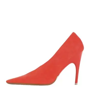 Balenciaga Suede Goatskin Pumps With Golden Studs - Red