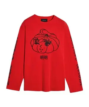 Simone Rocha Long Sleeve Printed T-shirt - Red