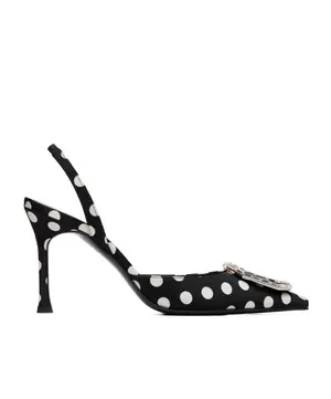 Amina Muaddi Camelia Sling 90 Polka Dot High-heeled Sandals - Black