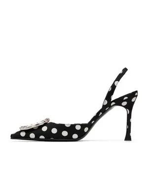 Amina Muaddi Camelia Sling 90 Polka Dot High-heeled Sandals - Black