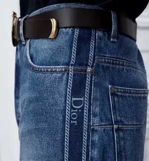 Dior Baggy Jeans With Laser-printed Side Stripes
