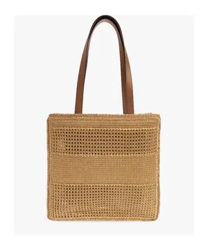 Moschino Embroidered Raffia Tote Bag