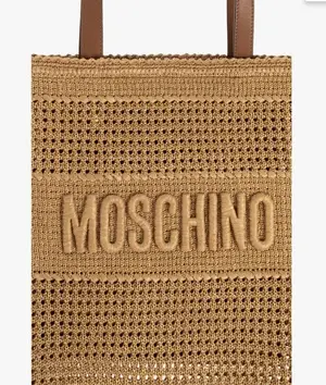 Moschino Embroidered Raffia Tote Bag