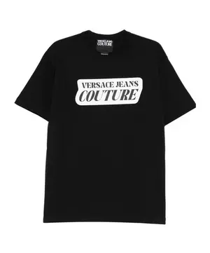 Versace Logo Printed Crewneck T-shirt - Black