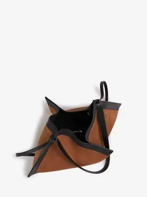Yuzefi Geometric Suede Handbag - Brown