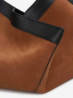 Yuzefi Geometric Suede Handbag - Brown