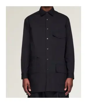 Y3 Long-sleeve Collared Shirt With Multiple Pockets - Black